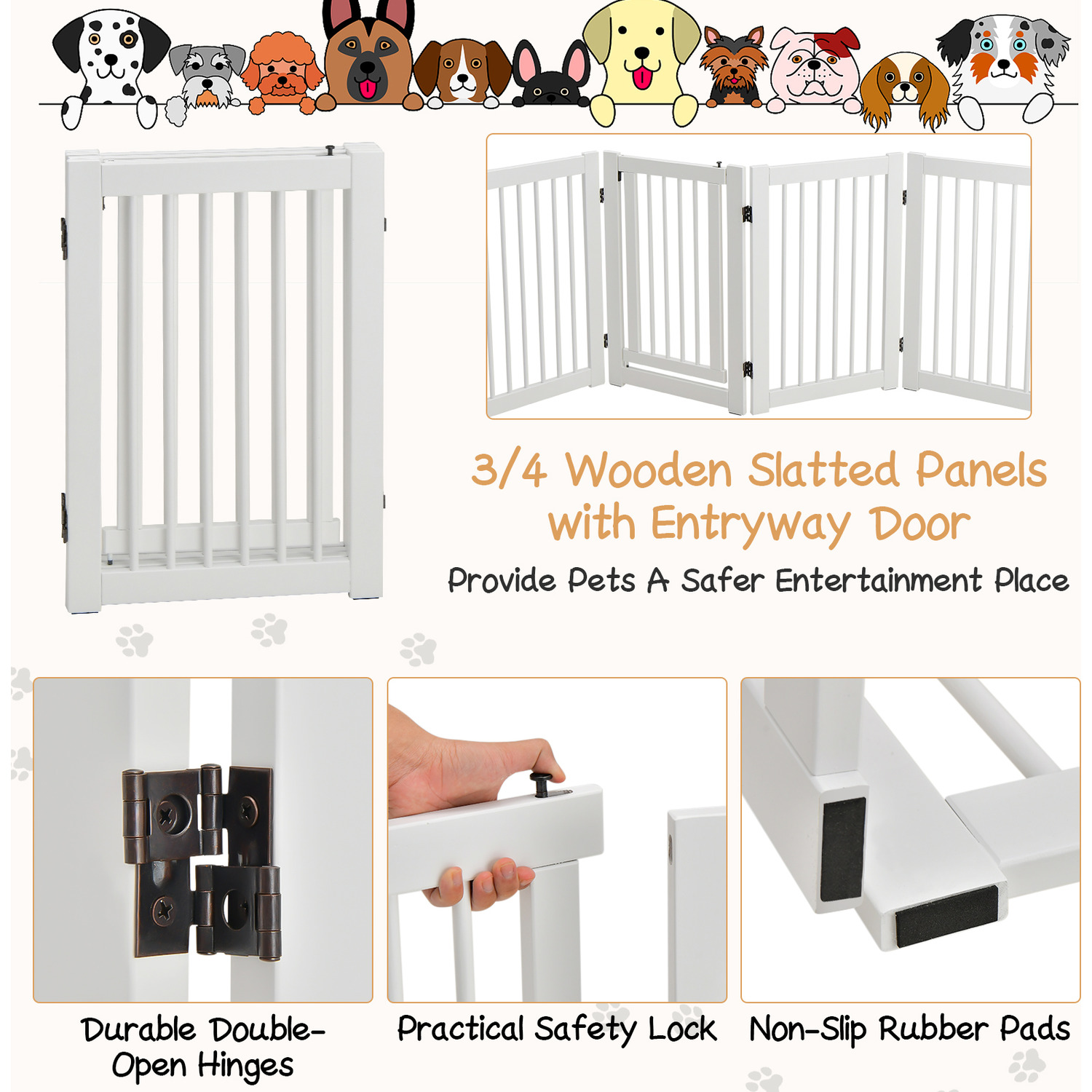 4 Panels Freestanding Pet Gate