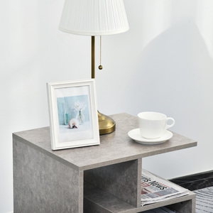 HOMCOM 3 Tier Side End Table with Open Shelf Storage