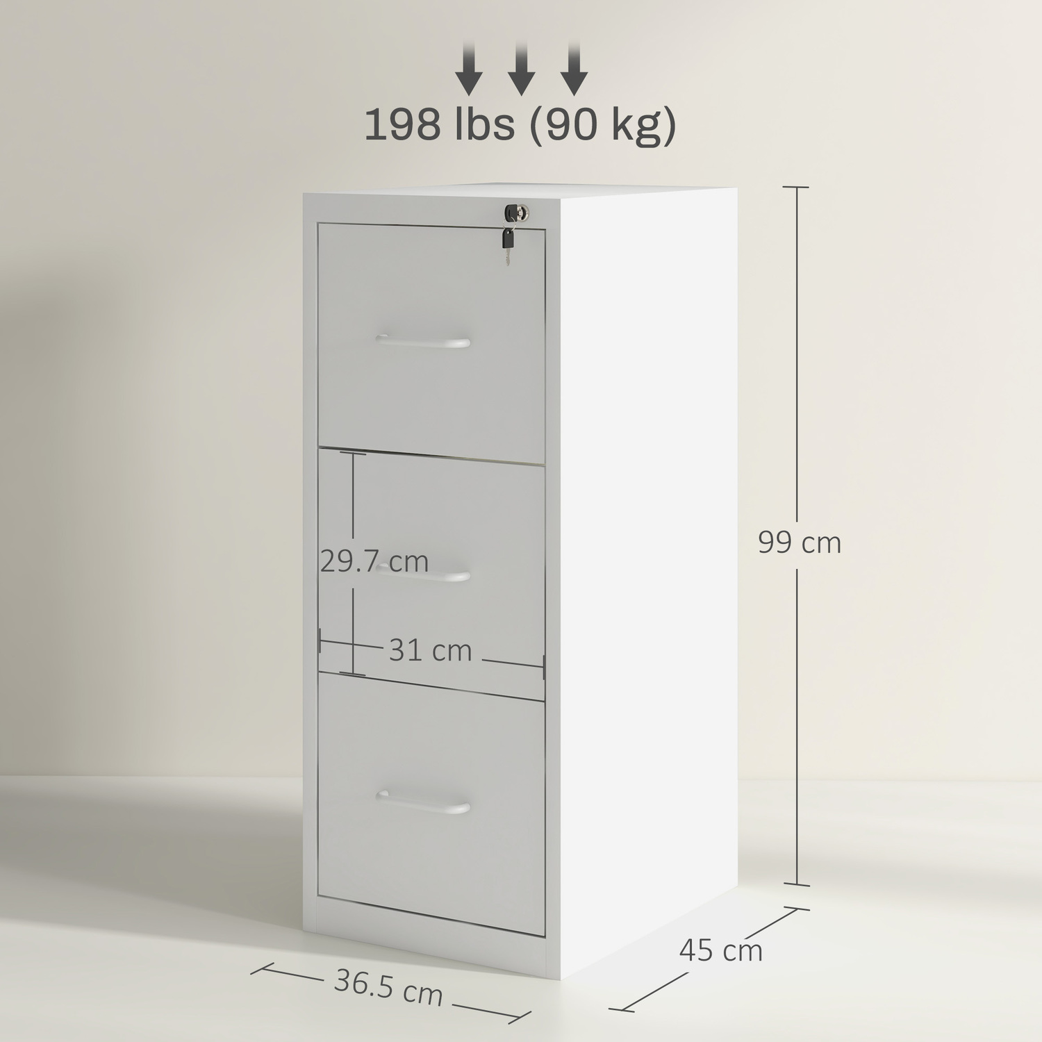 HOMCOM Drawer Filing Cabinet for A4 and Letter Size