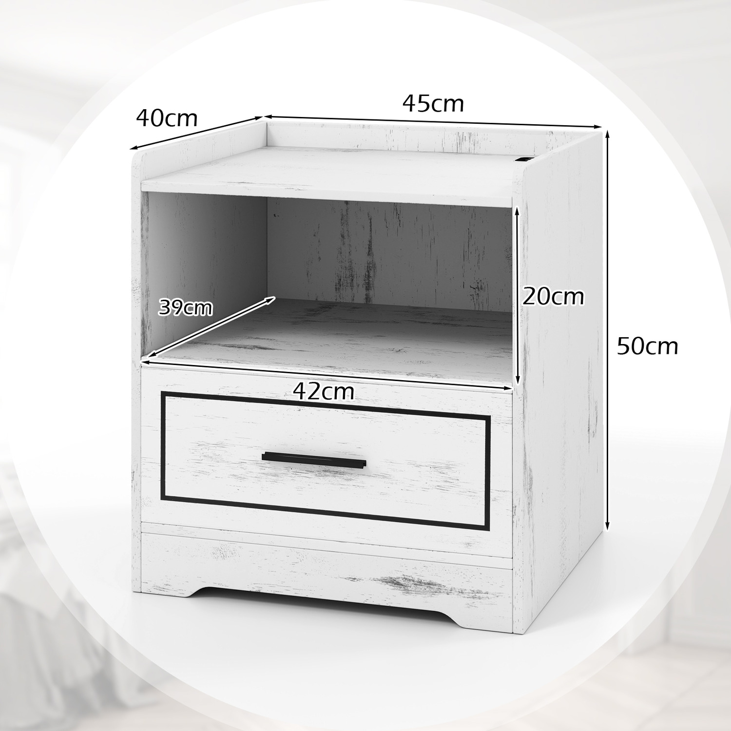 Smart Bedside Table with Adjustable Light