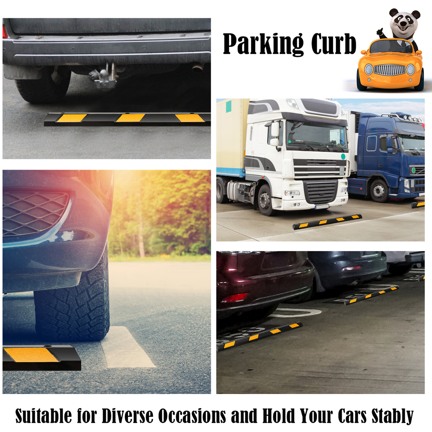 Large Heavy Duty Rubber Parking Curb