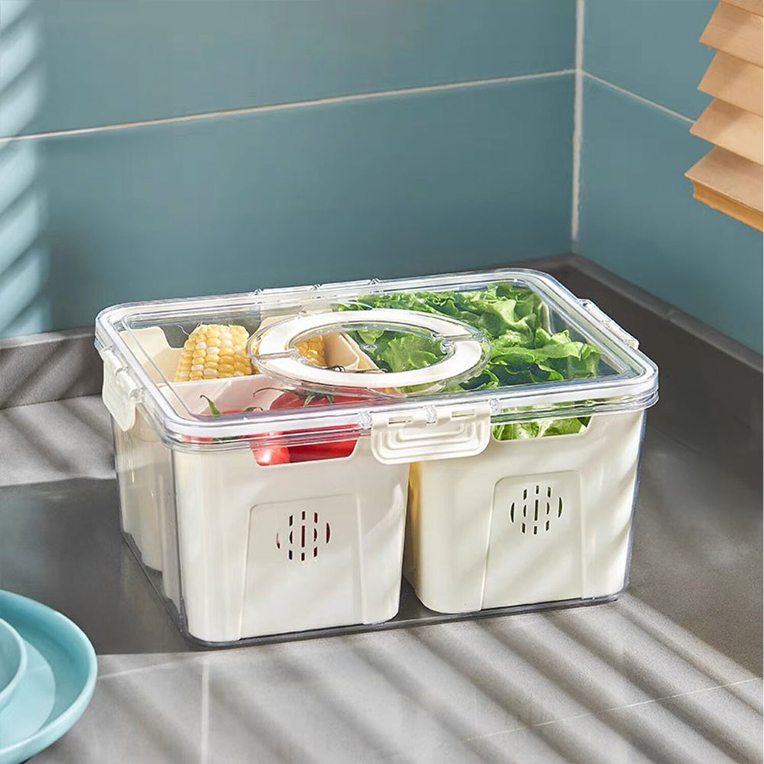 Plastic Kitchen Draining Storage Container
