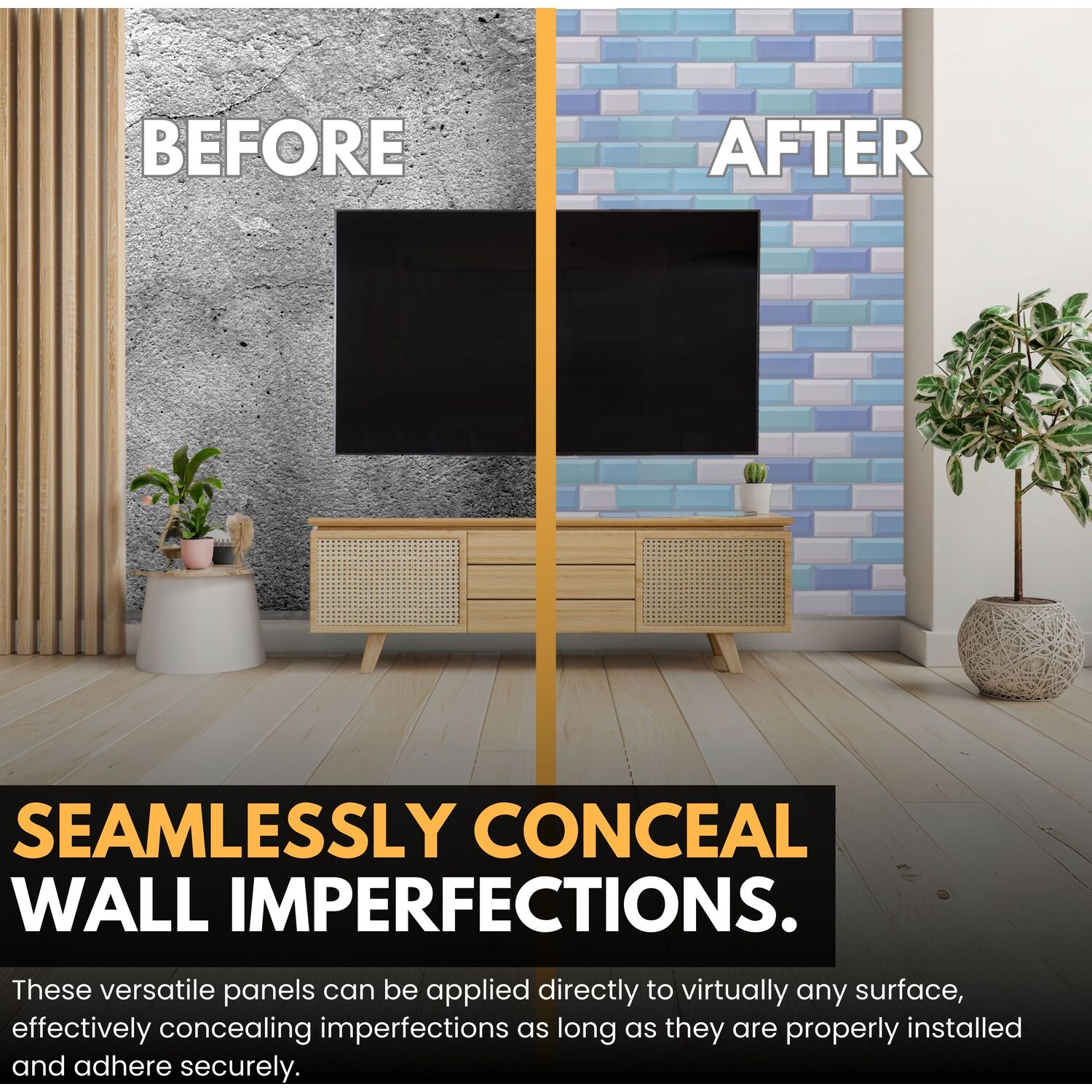 3D Wall Panels with Adhesive Included Subway Tile Pattern