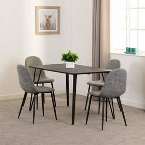 Marlow and Athens Dining Set Black Marble Effect