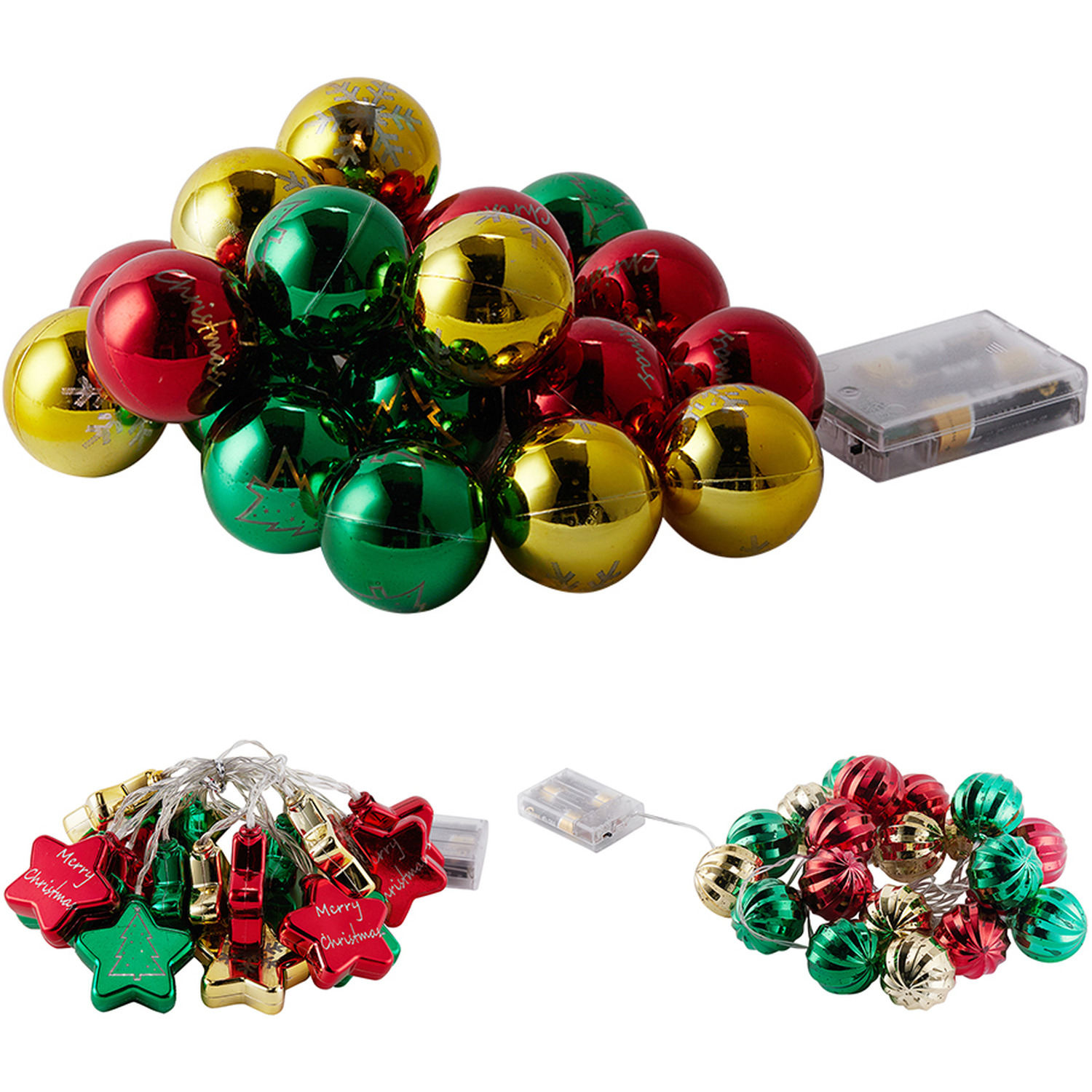 Lifeideas Multicoloured Christmas Ball Ornament String Lights Battery ...