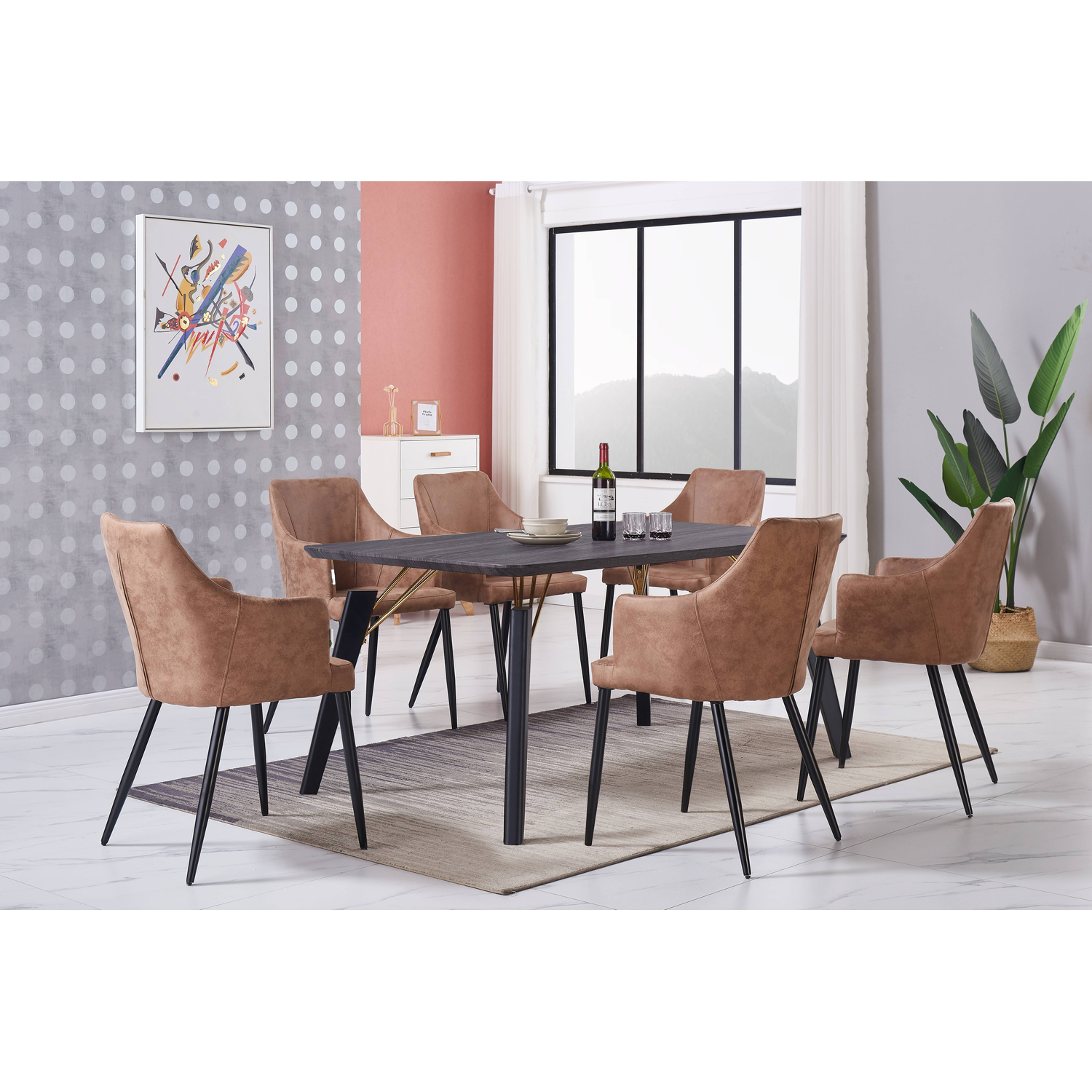 Zarah Cosmo LUX Dining Set with a Table and 6 Chairs