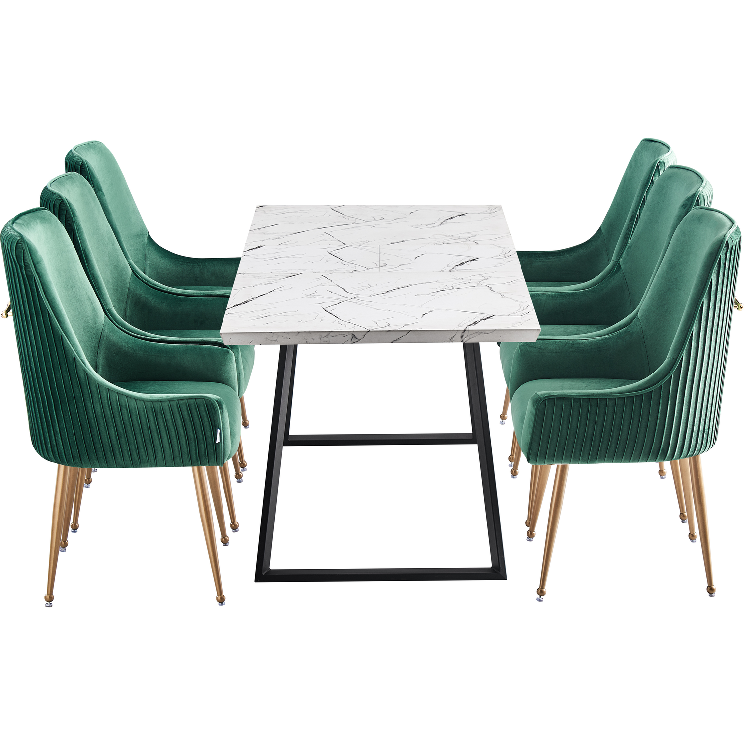 Soho Toga LUX Dining Set Includes a Table and 6 Velvet Upholstered Chairs