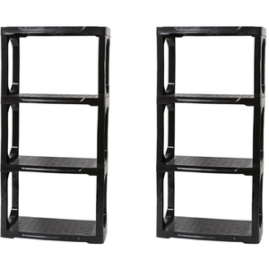 2 x 1.4m Heavy Duty Plastic 4 Tier Shelving Garage Storage Units