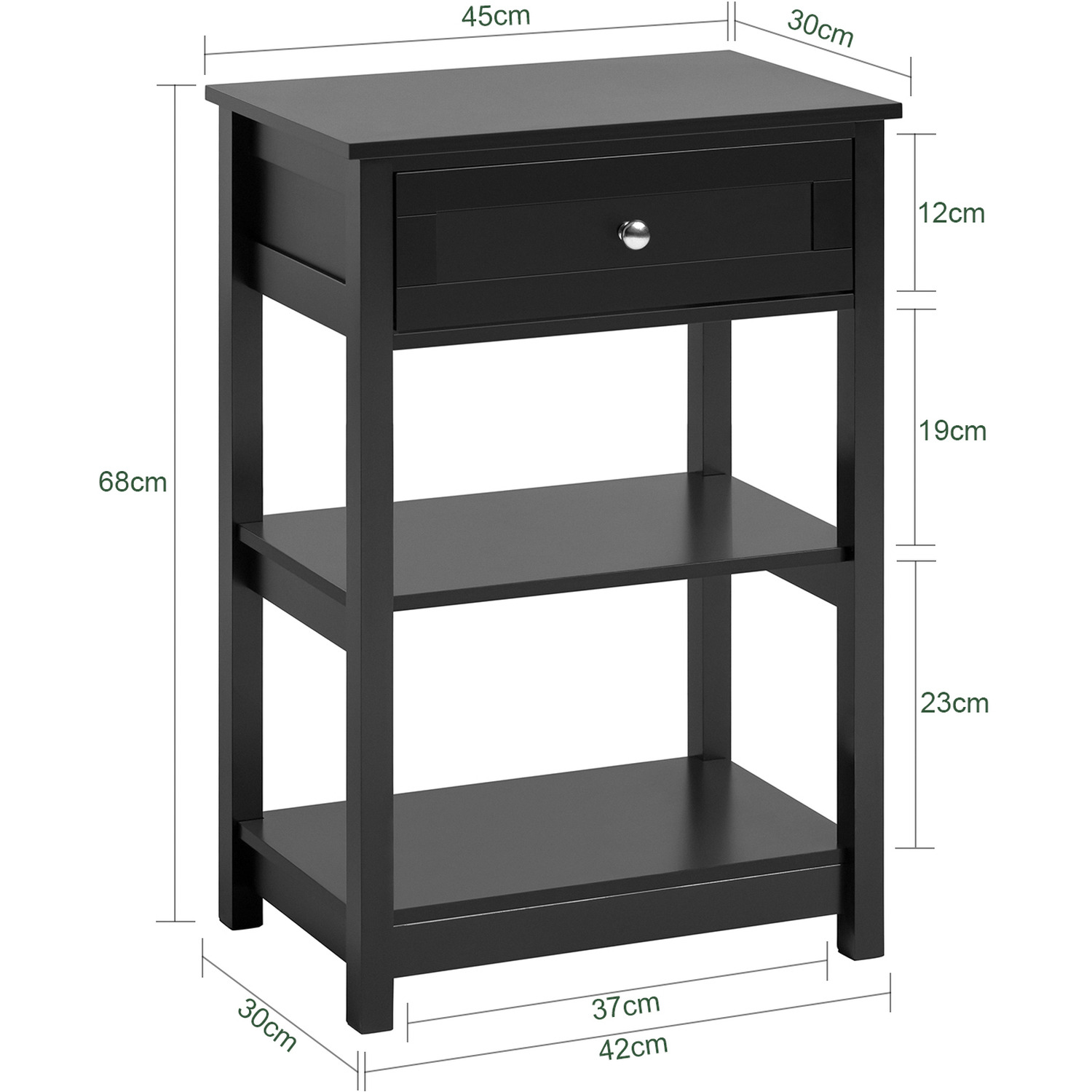 SoBuy Bedside Table with 1 Drawer 2 Shelves
