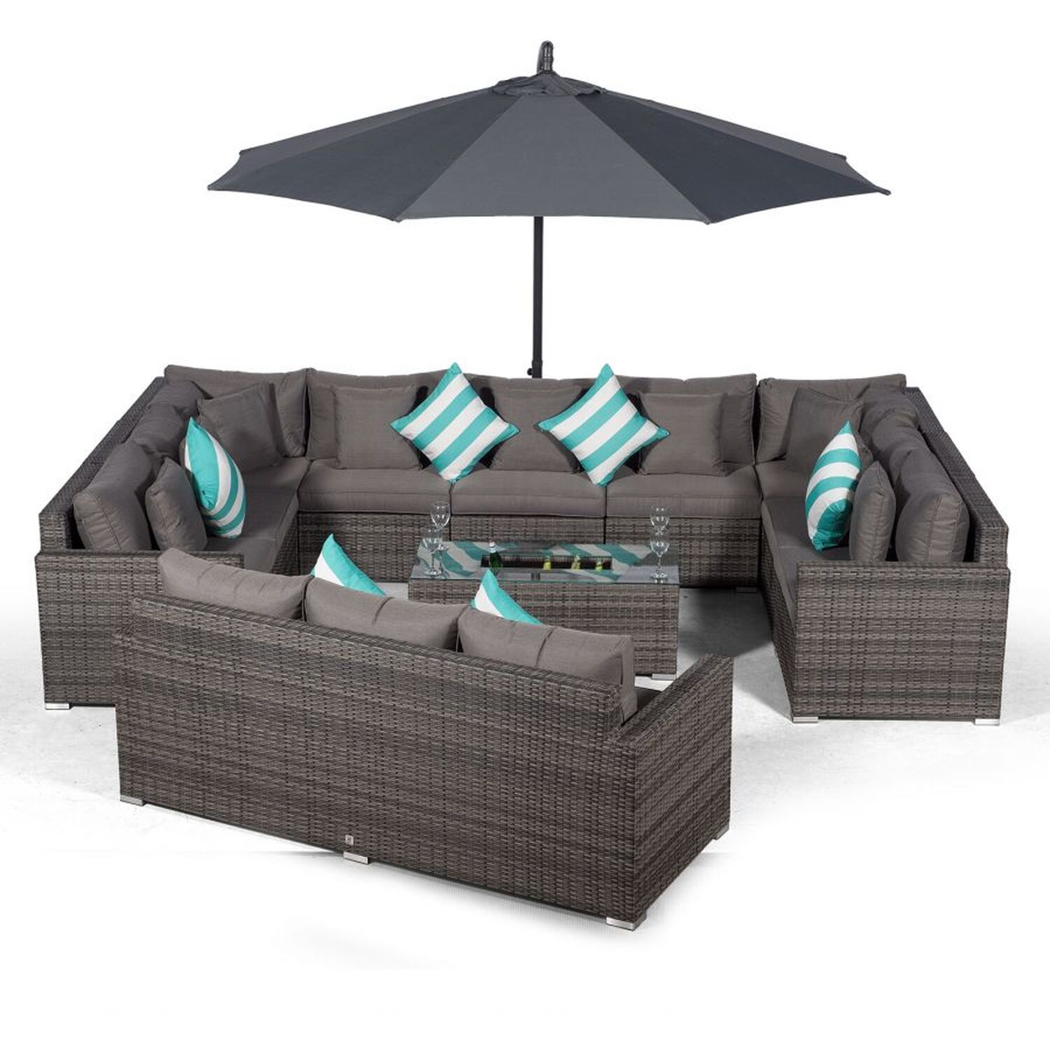 Havana 12 Seat Rattan Sofa Set with 3 Seat Sofa and Ice Bucket Table