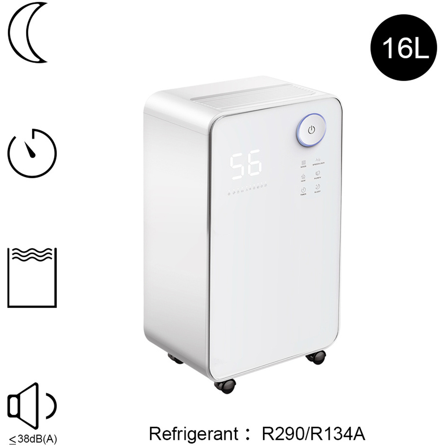 2000ml Auto-Off LED Quiet Small Dehumidifiers for Bedroom Living room