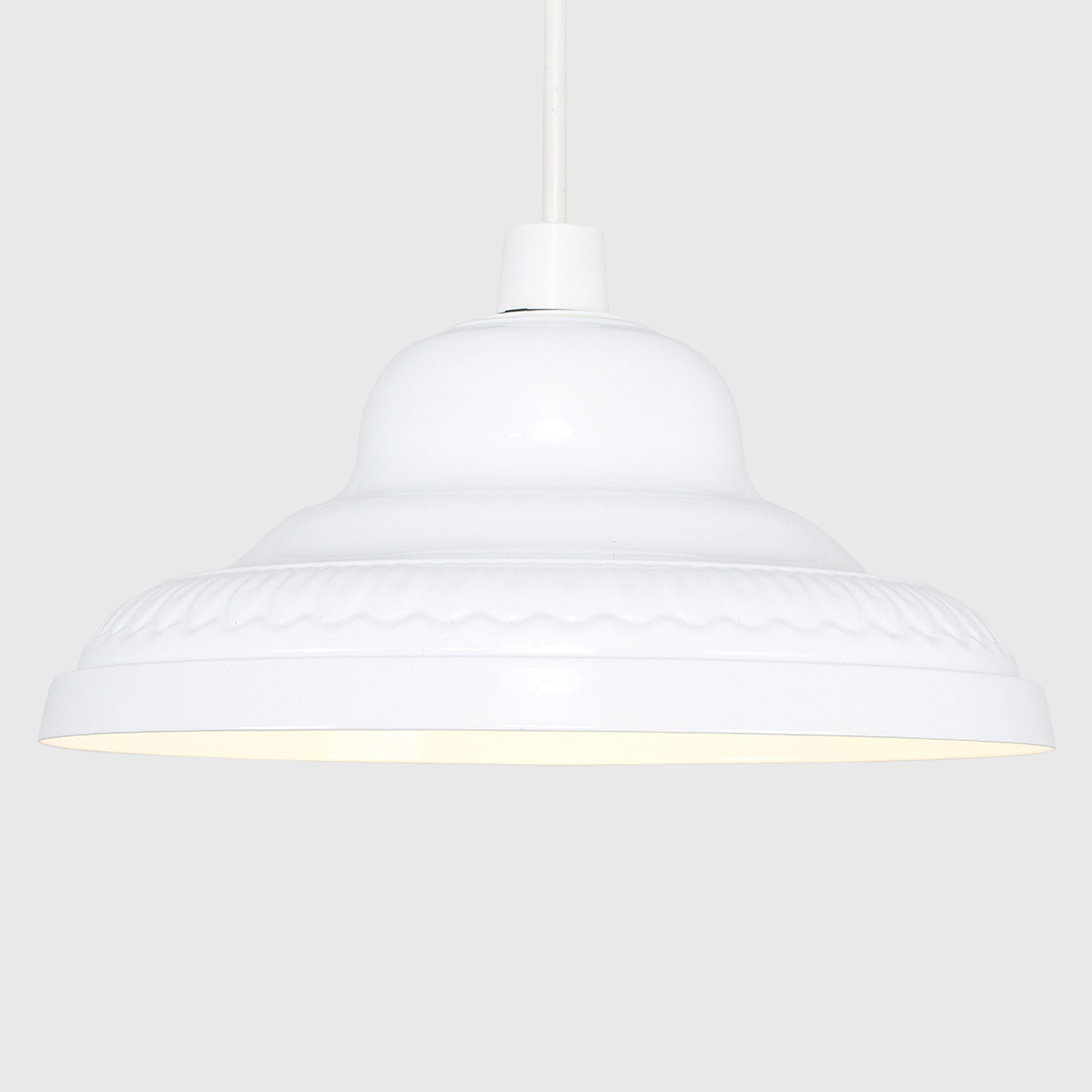 Vintage Retro Style Gloss White Metal Easy Fit Ceiling Pendant Lamp Shade