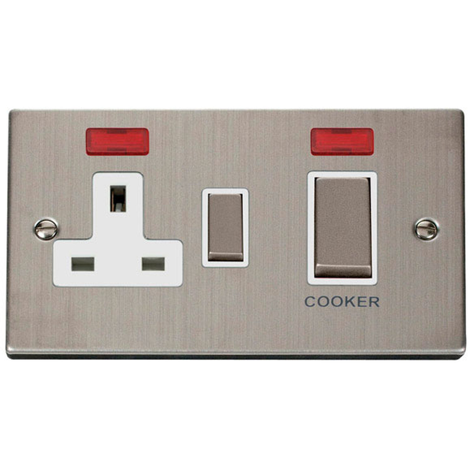 Stainless Steel Cooker Control Ingot 45A With 13A Switched Plug Socket ...