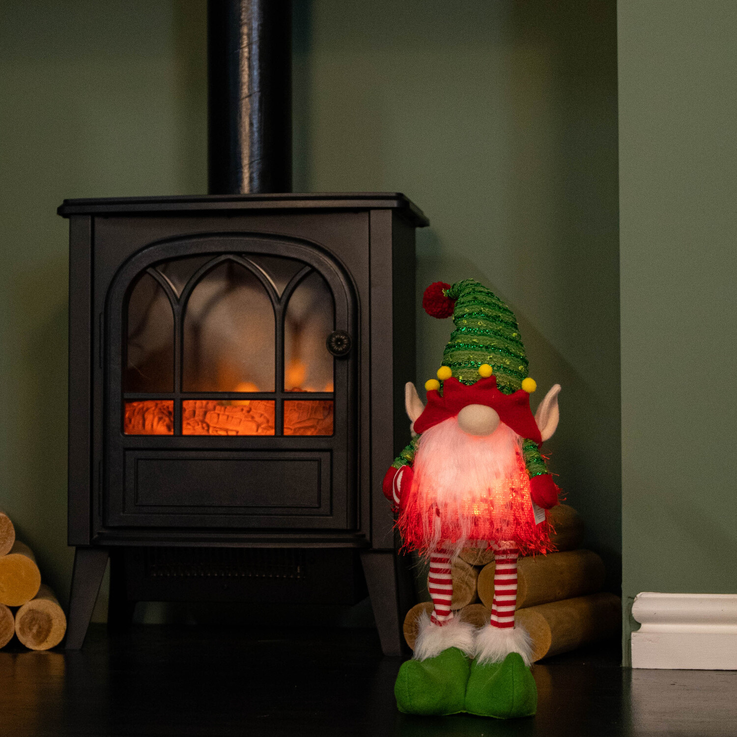 Battery Operated Light up Christmas Elf Gonk with LEDs