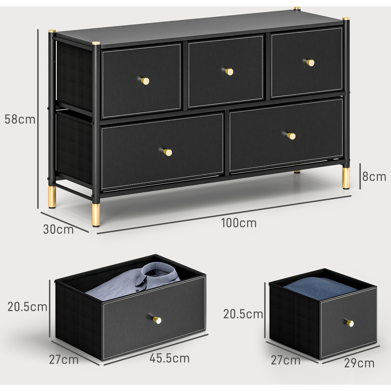 HOMCOM Bedroom Chest of Drawers with PU Leather Surface