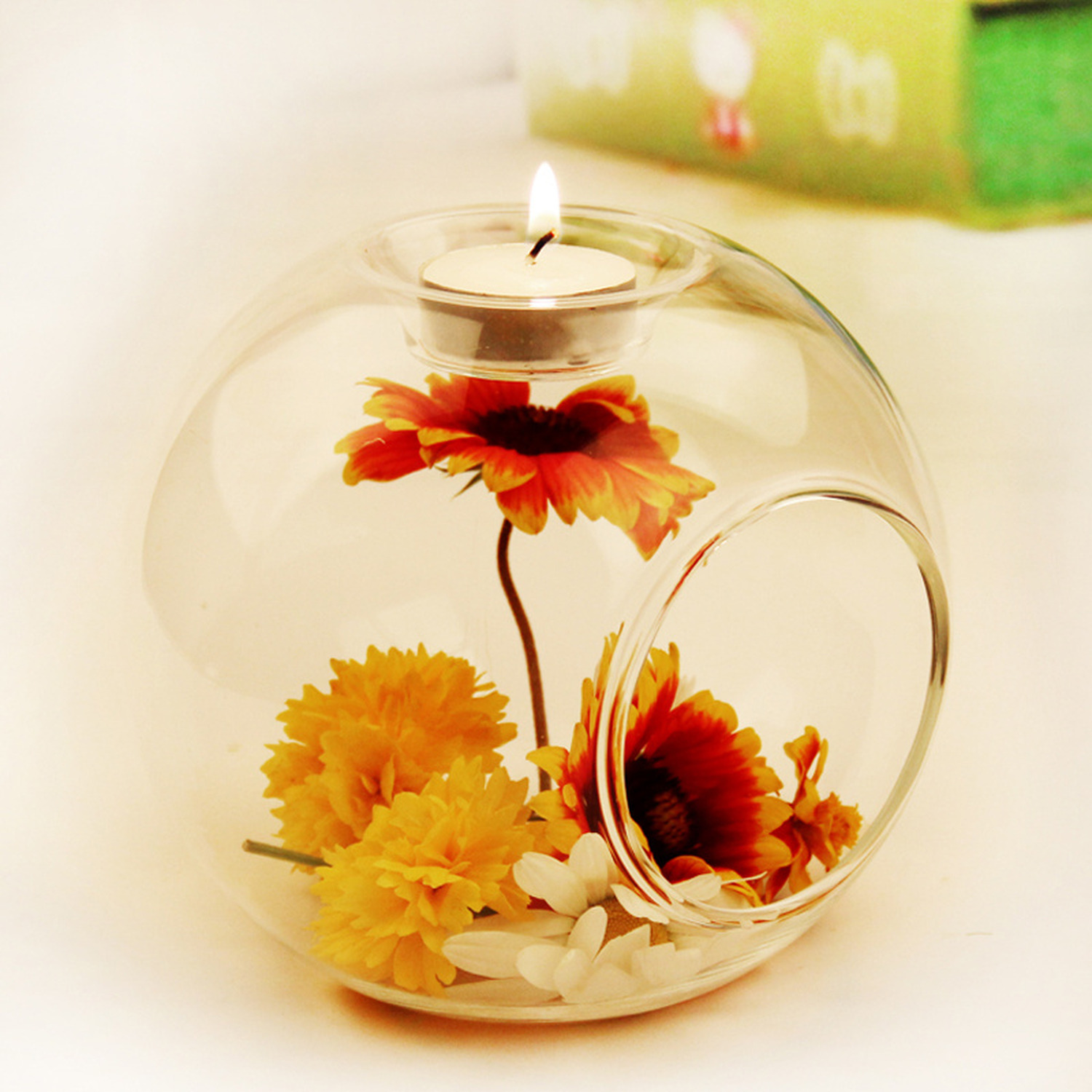 6-Piece Round Glass Ball Clear Tealight Candle Holder Wedding Party Decor