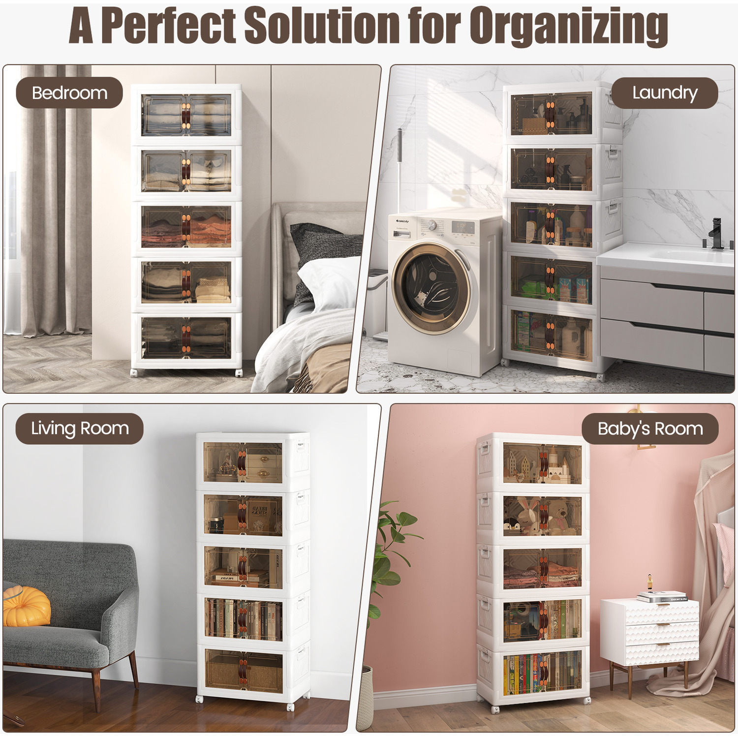 Collapsible Storage Bins with Lids