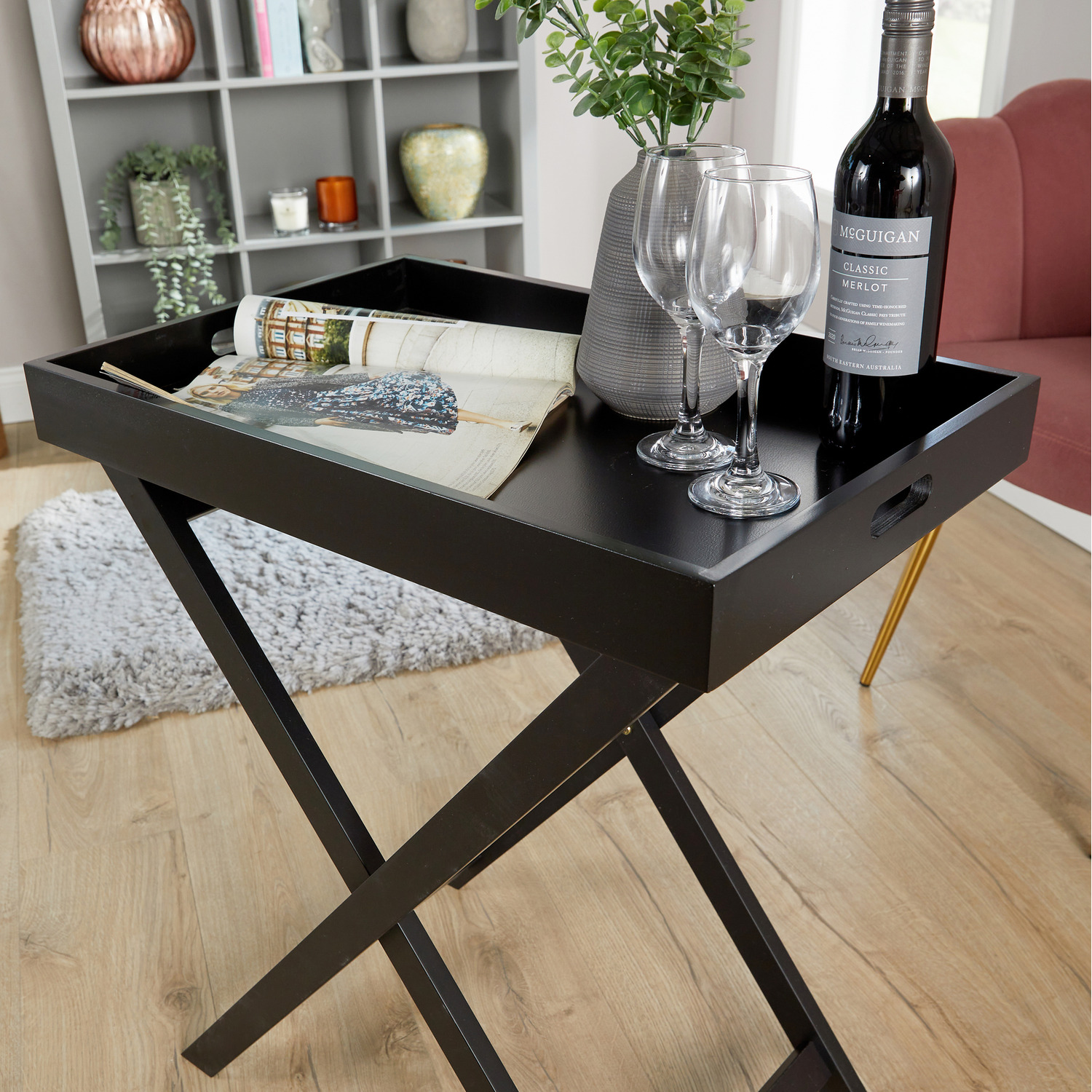 Alpine Large Foldable Butlers Tray Style Side Table