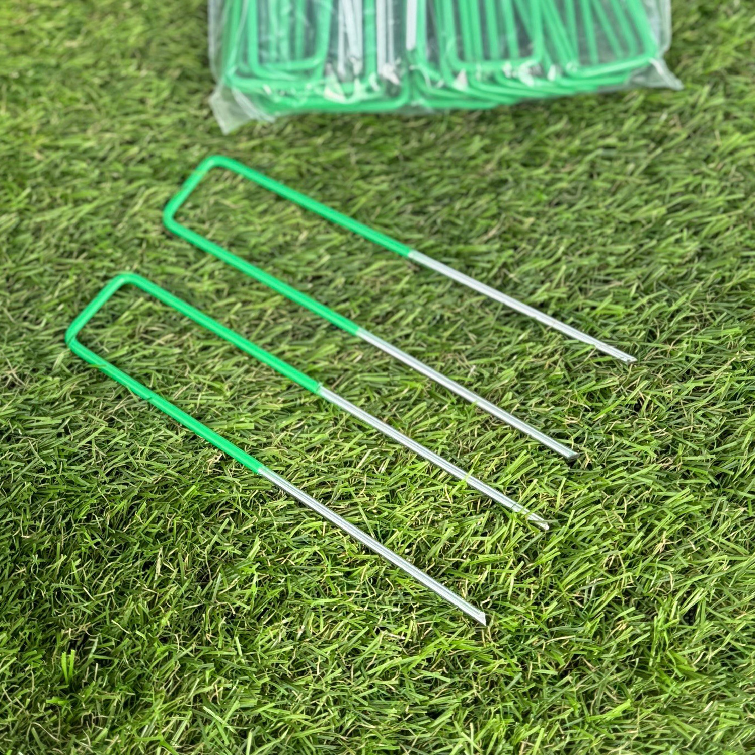 150mm Galvanized Steel Artificial Grass U Shaped Fixing Pins x 50