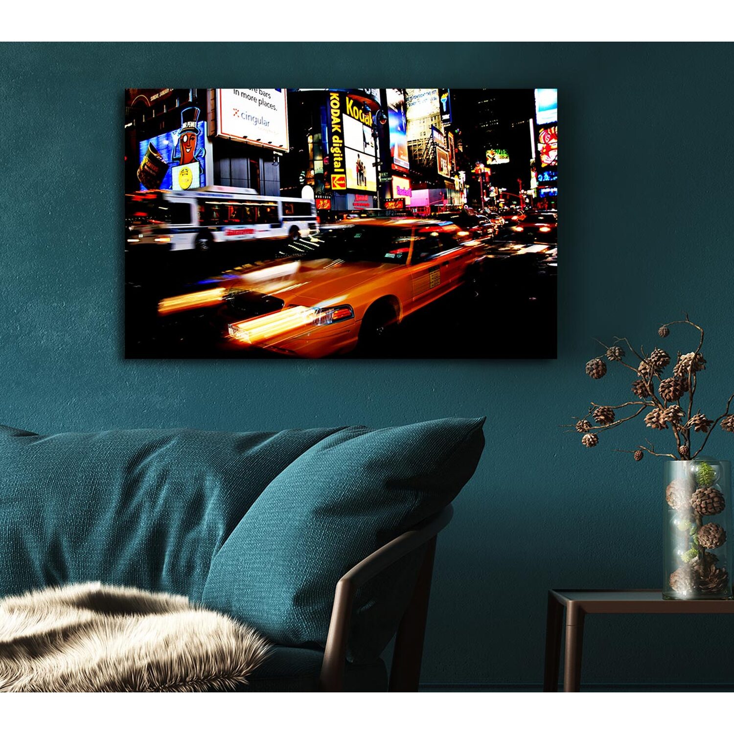New York Broadway Cabs Canvas Print Wall Art