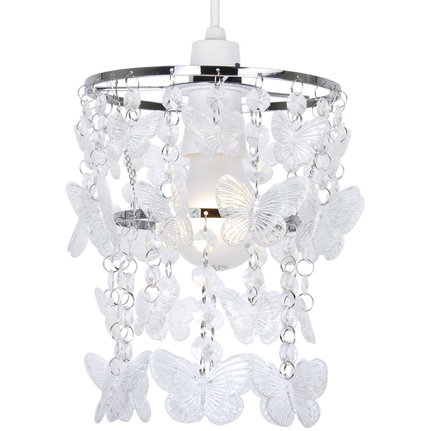 Clear Acrylic Butterfly Silver Pendant Ceiling Light Shade