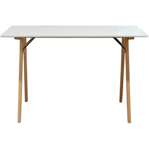 Ivan Office Desk White Top And Wood Legs