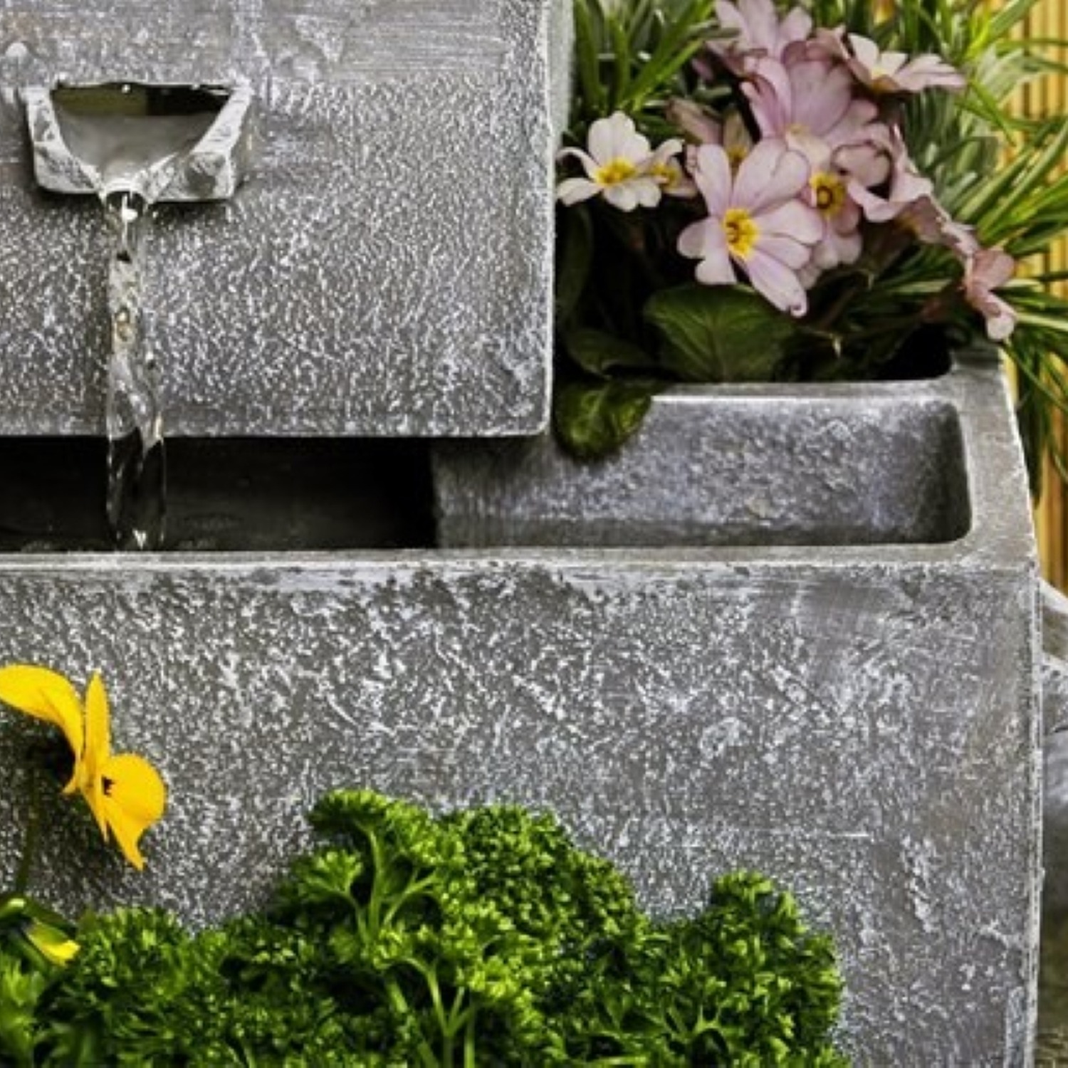 Perth 4 Tier Solar Powered Water Feature and Planter with LEDs