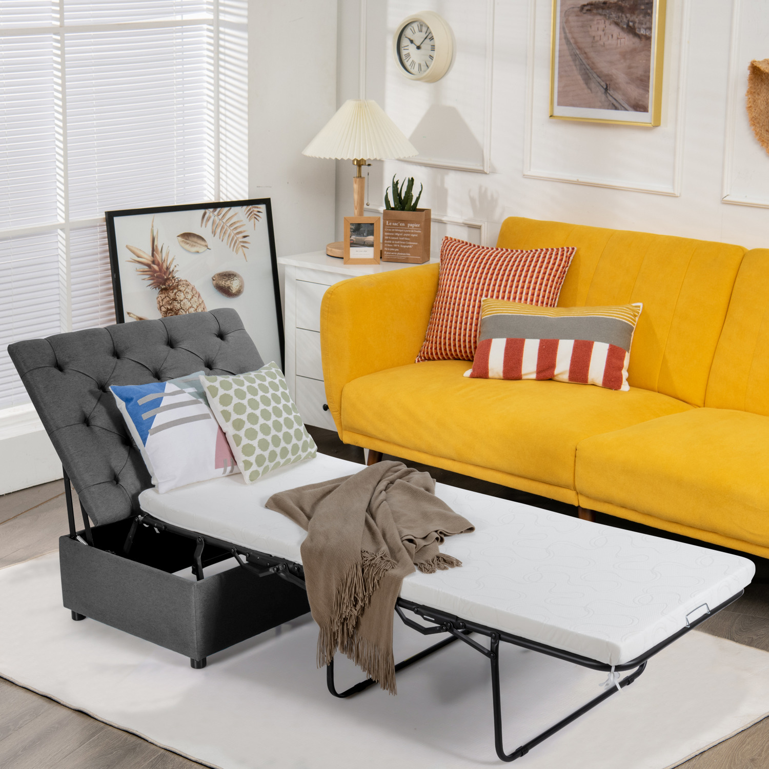 2-in-1 Design Convertible Single Sofa Bed