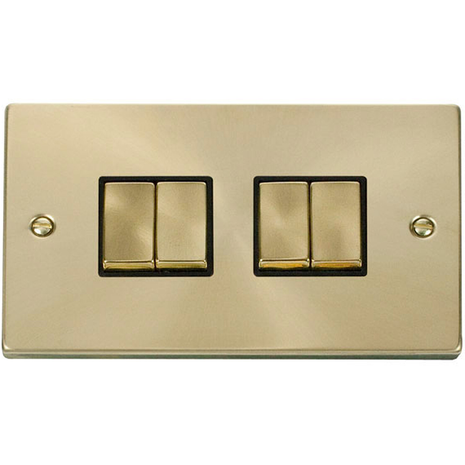 Satin Brushed Brass 10A 4 Gang 2 Way Ingot Light Switch