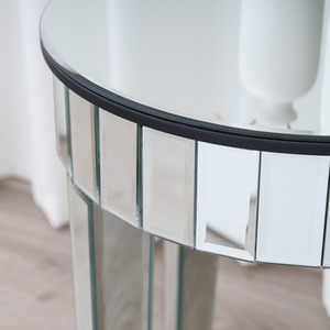 Circular Mirrored Side Table Chrome Finish