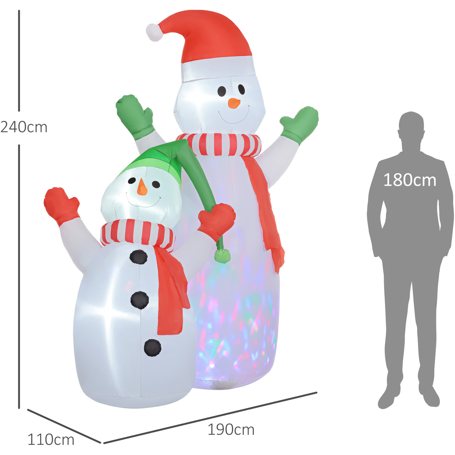 Outsunny 8FT Christmas Inflatable Snowman with Built-in LED Lights