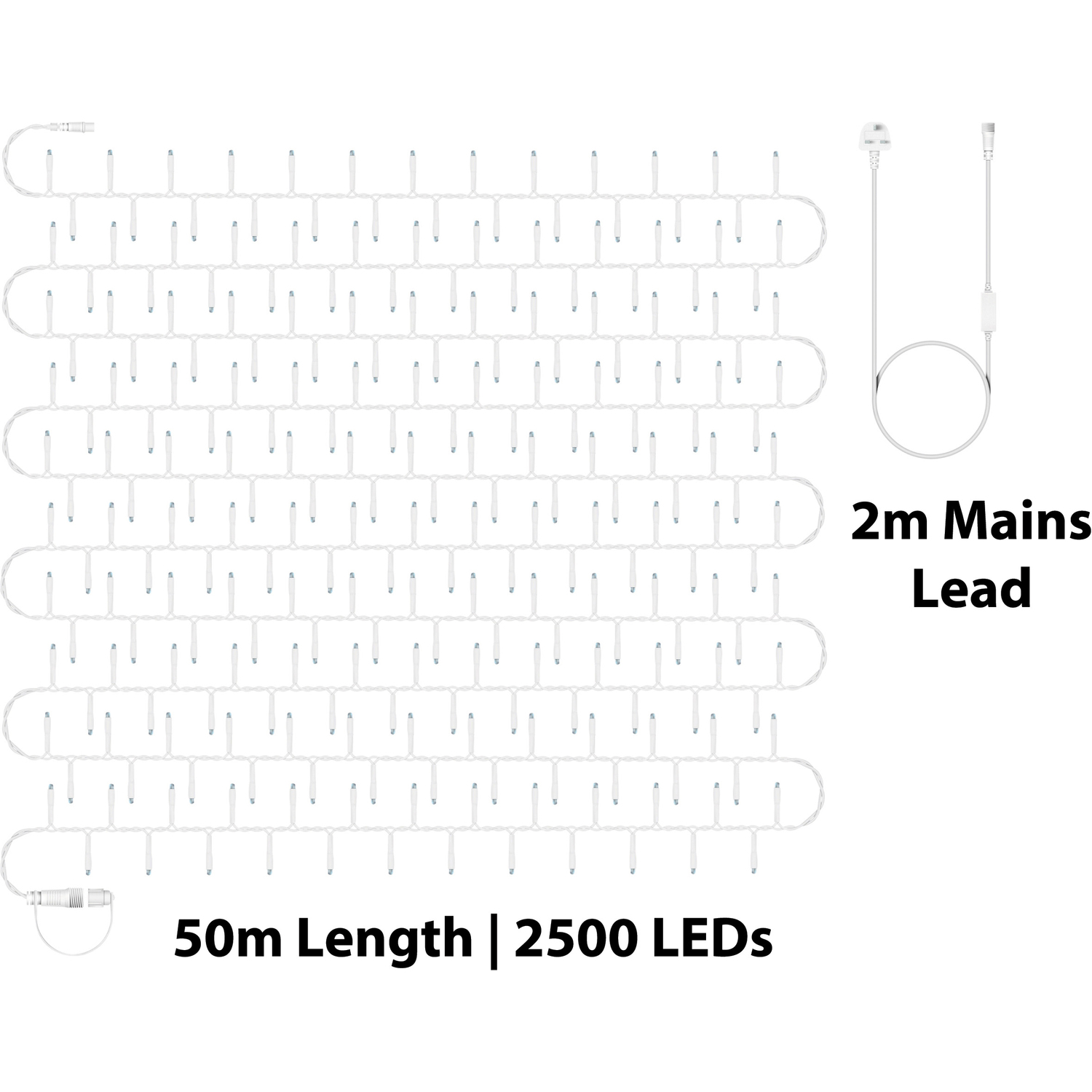 Cluster Lights White Rubber IP65 CW 50M