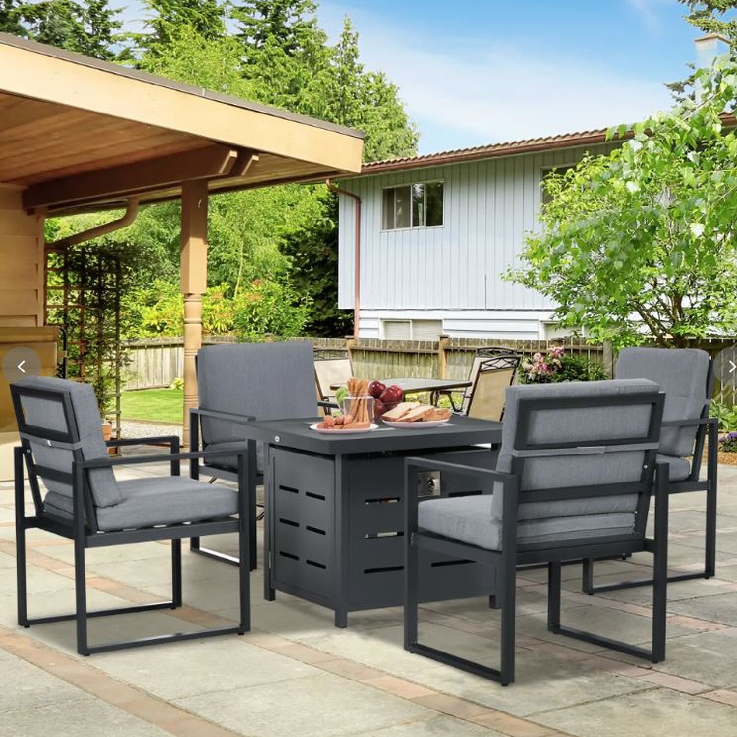 Nova Aluminium Fire Pit Garden Furniture Set