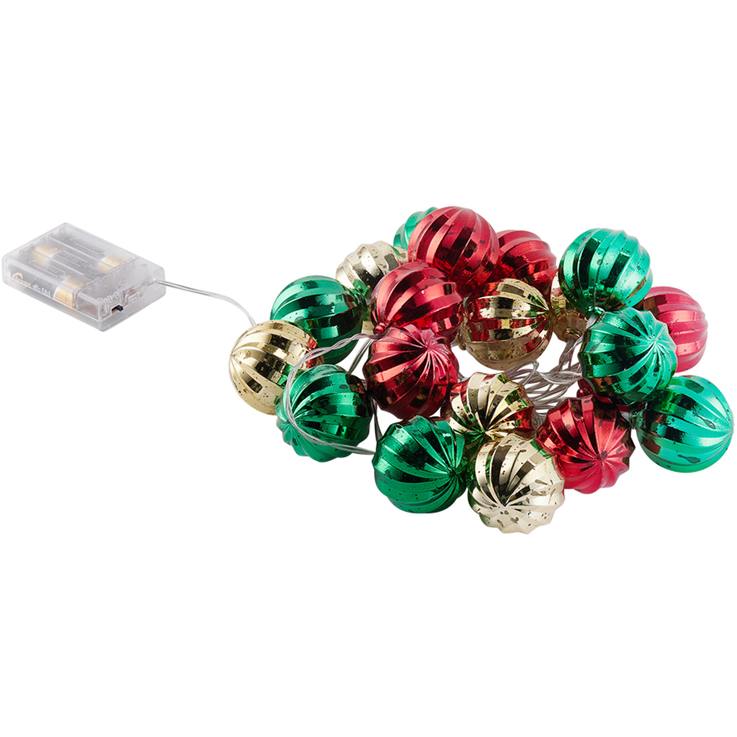 Lifeideas Multicoloured Christmas Ball Ornament String Lights Battery ...