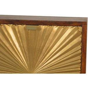 Manila Gold Brass 2 Drawer Mango Wood Bedside Table