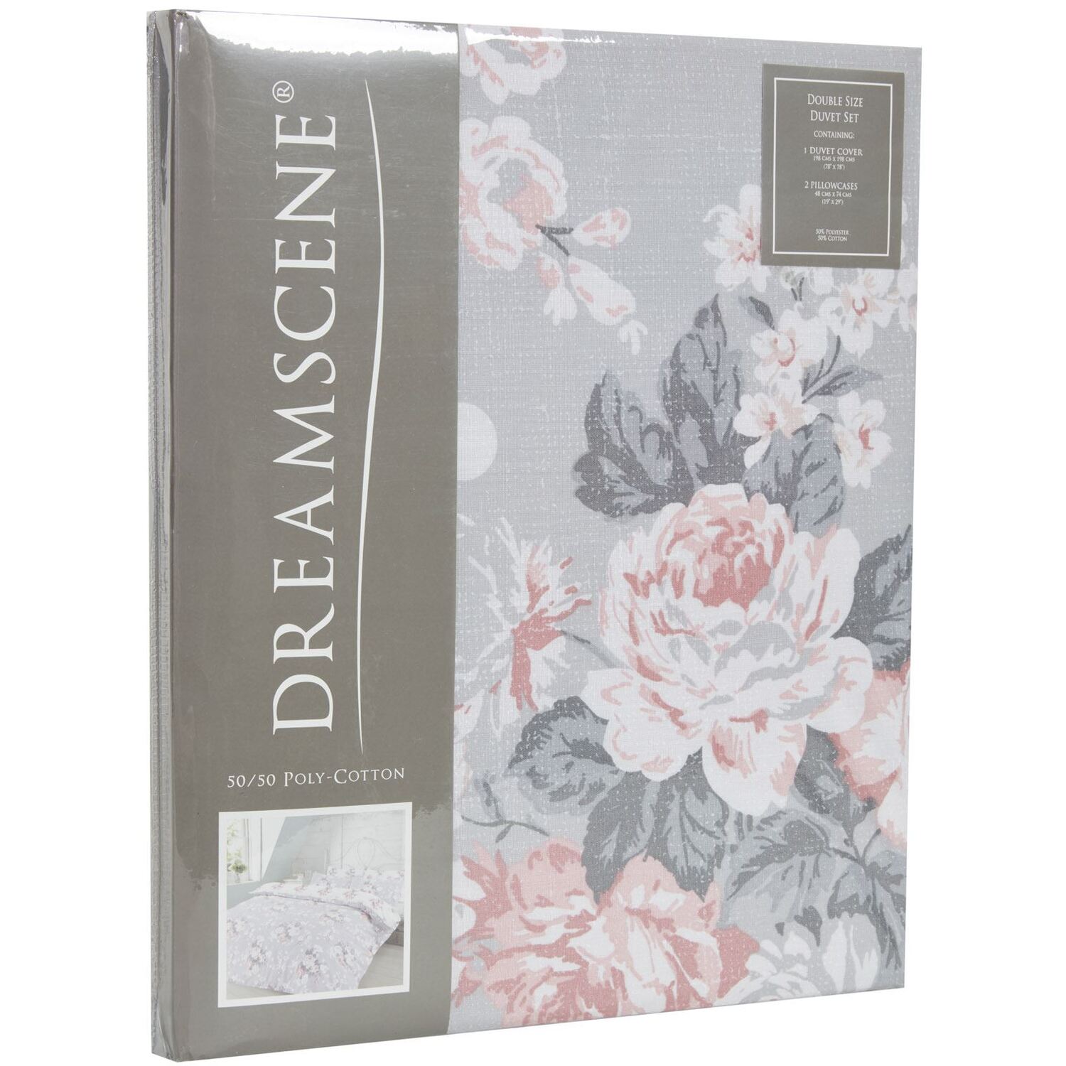 Dreamscene English Rose Floral Duvet Cover Bedding Set