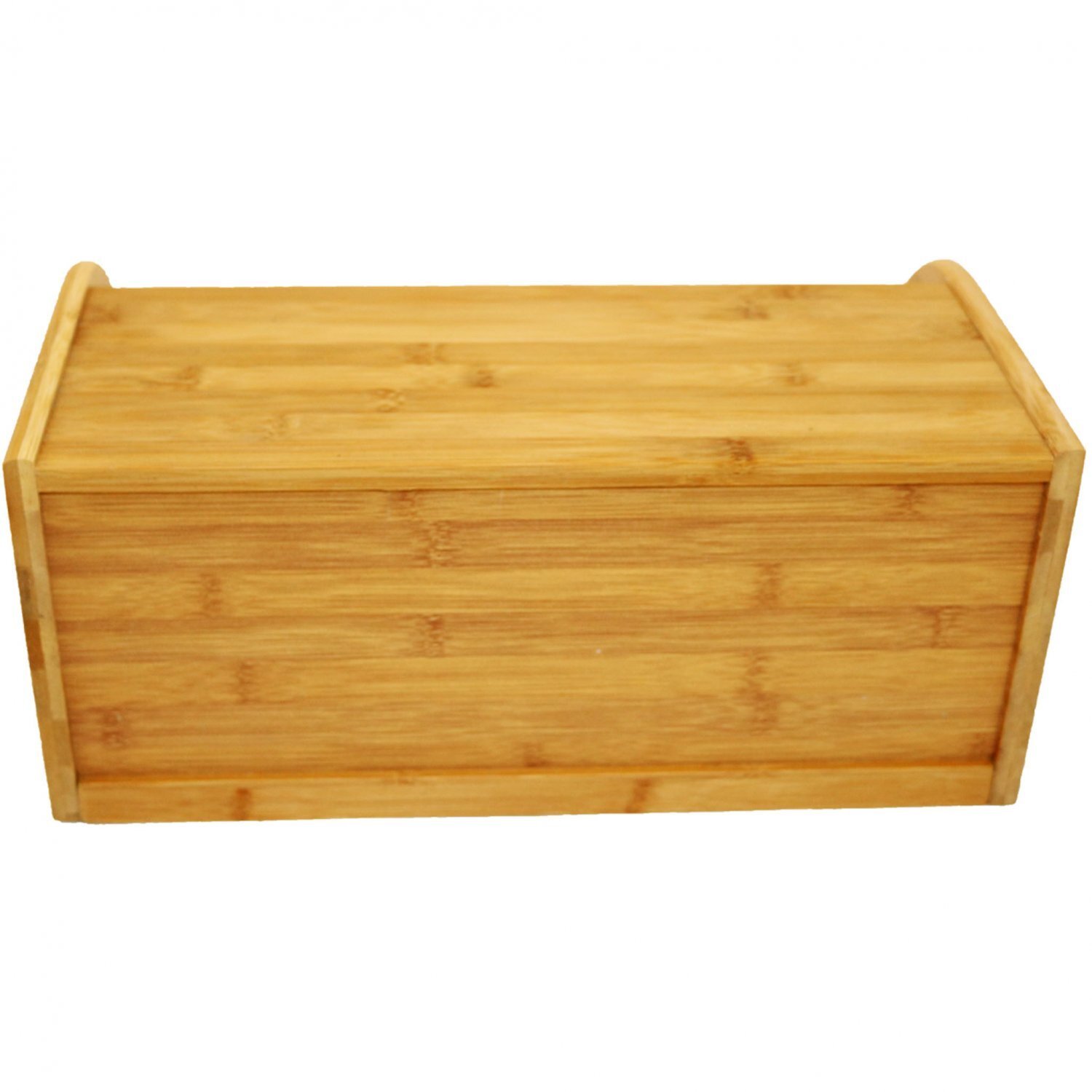 Single Layer Roll Top Bamboo Wooden Bread Bin Kitchen Storage