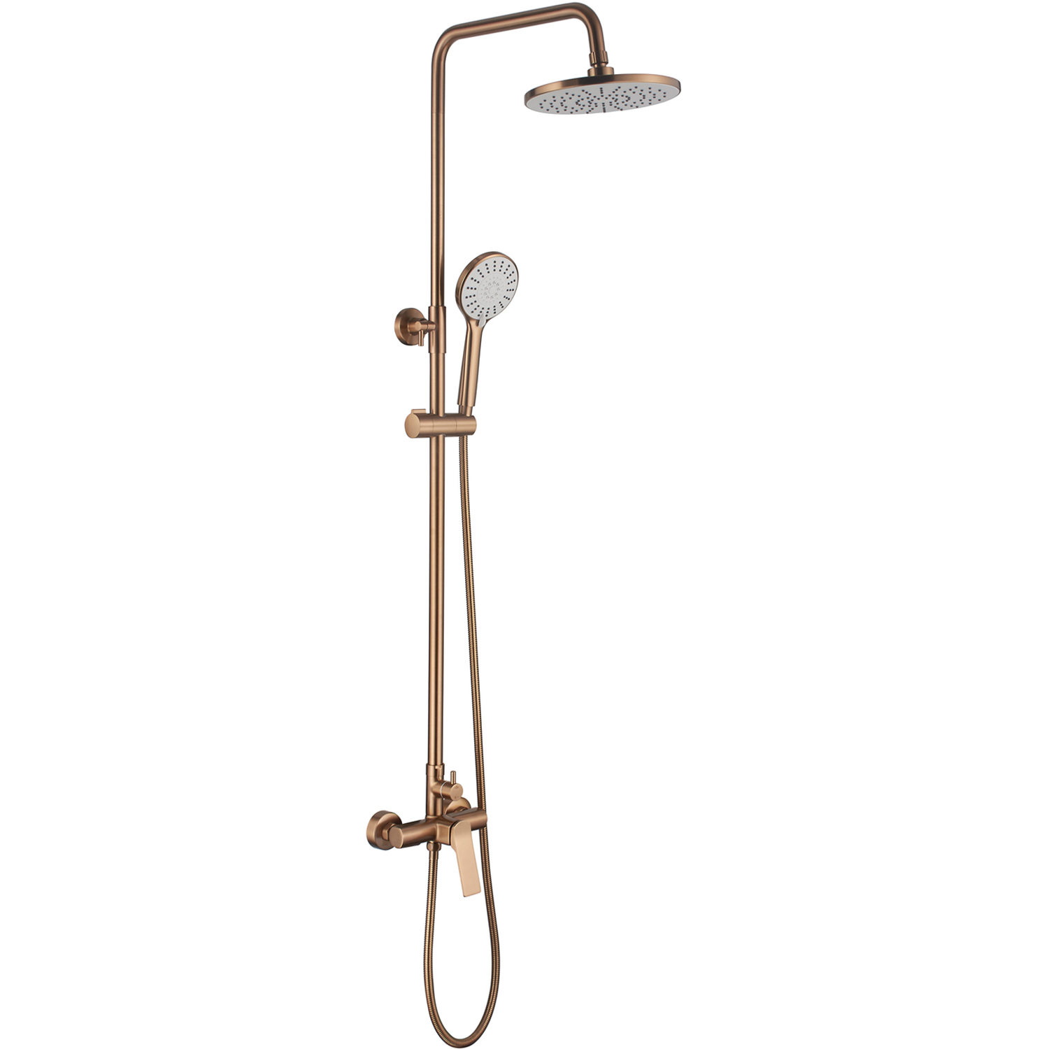 Brushed Copper Bathroom Shower Column Wall Mounted Faucet Mixer Single ...