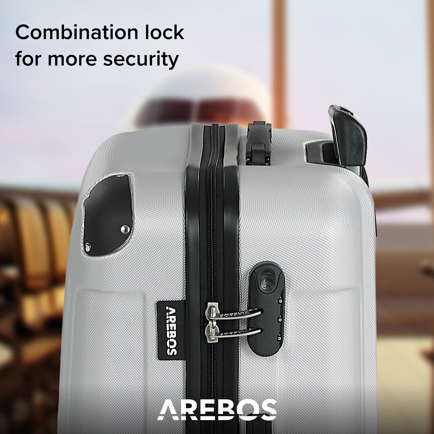 Set of 3 ABS Hard Shell Travel Suitcases With Telescopic Handle
