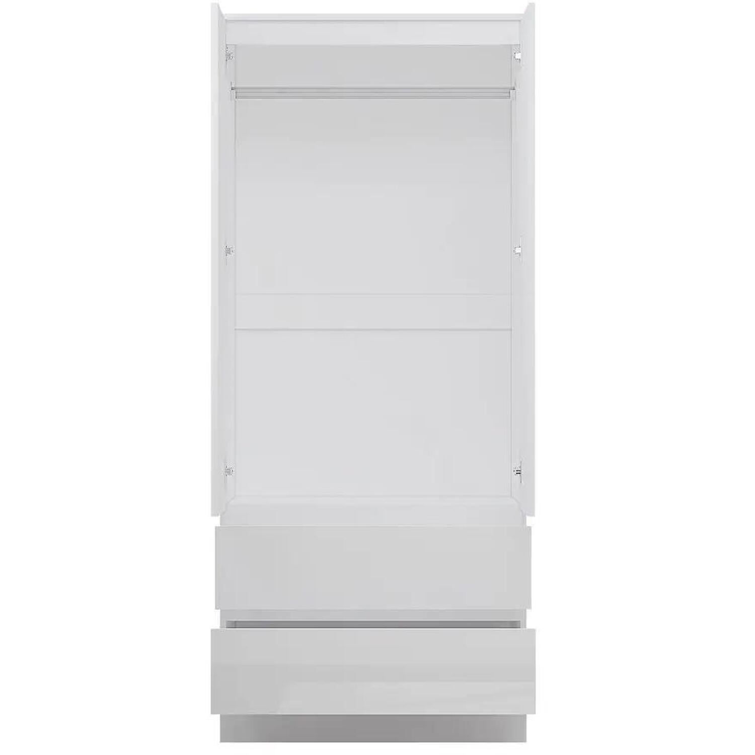 Stora 2 Door 2 Drawer Combination Wardrobe High Gloss White