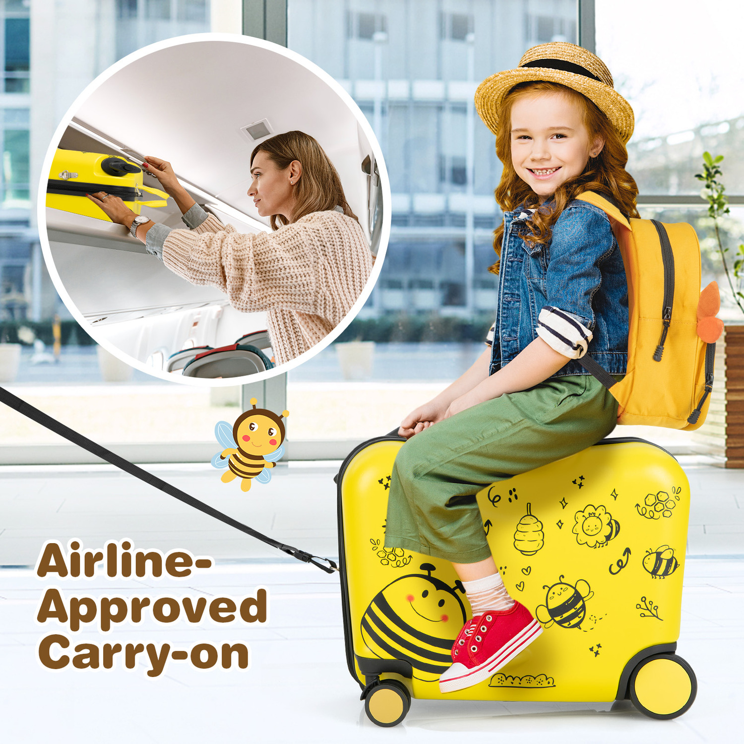 Bee design Ride-On Trolley Luggage Set