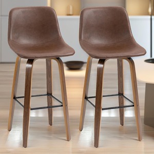 Set of 2 Bar Stools With Wooden Legs