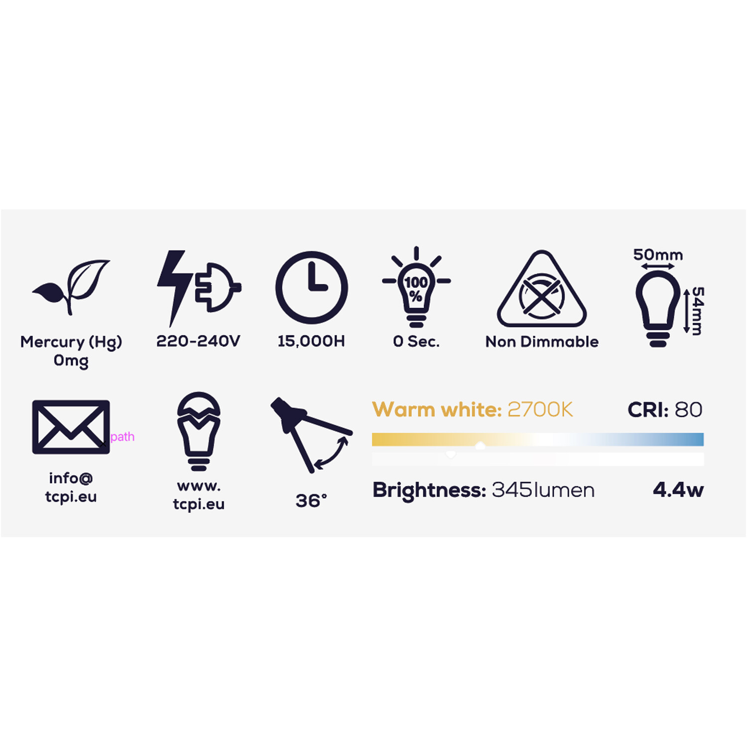 TCP LED White GU10 345L Bulbs