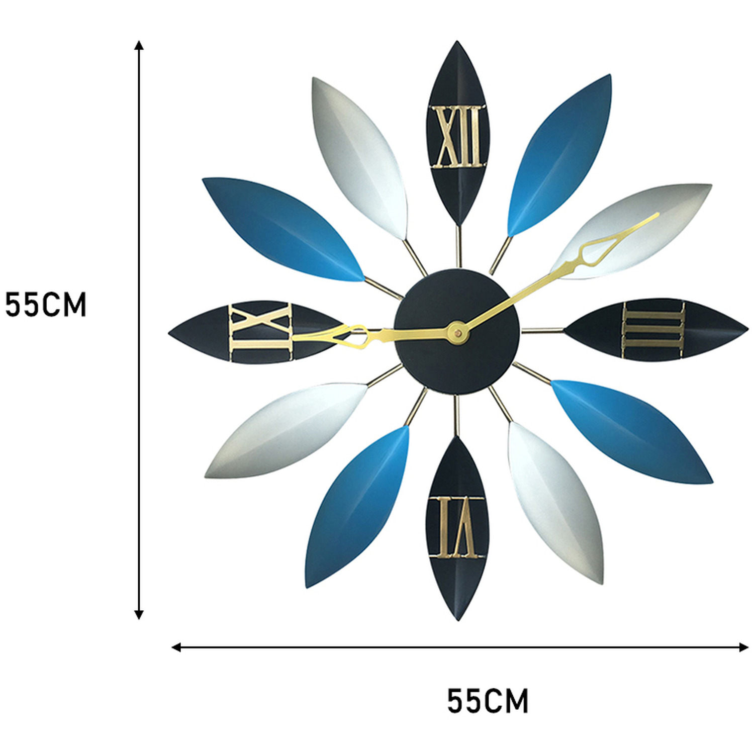 Leaf-Shaped Silent Metal Wall Clock