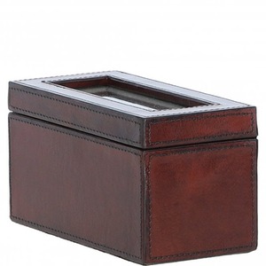Premium Leather Double Watch Case with See-Through Lid