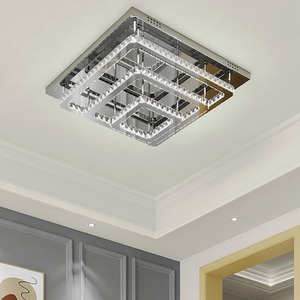 Luxury Energy Efficient Large Square Crystal LED Ceiling Light