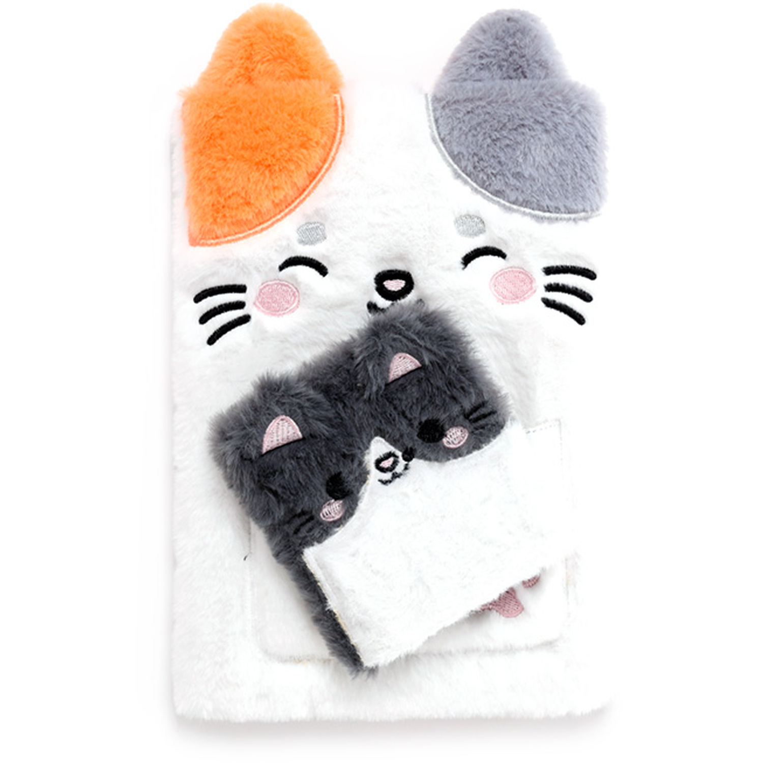 Plush A5 Notebook with Pouch and Mini Notebook - Adoramals Lola the Cat