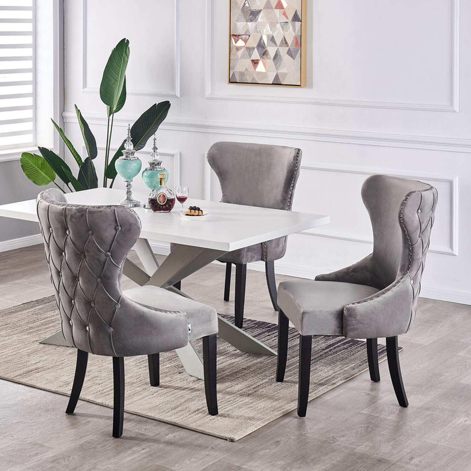 Mayfair Duke LUX Dining Set Includes a Modern Table and Chairs Set of 4
