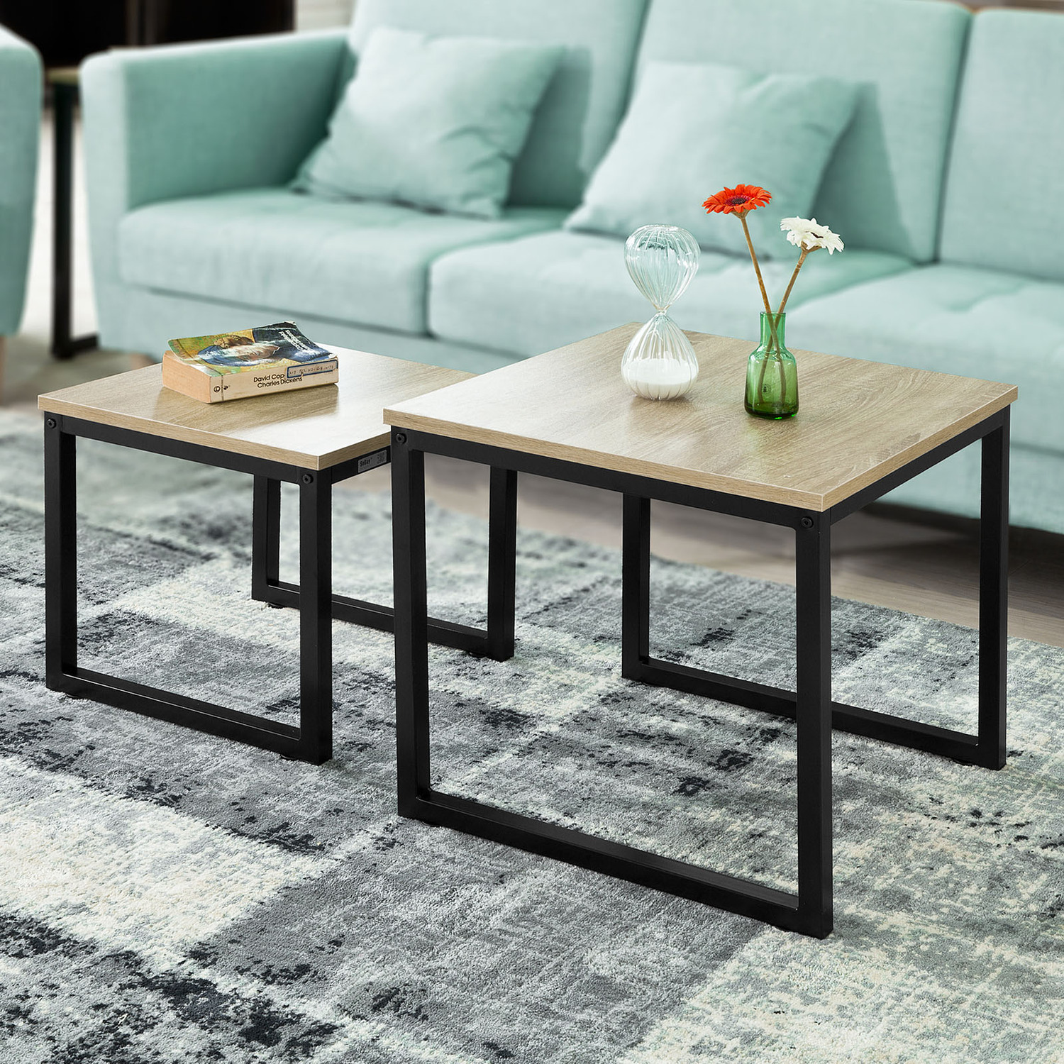 SoBuy Set of 2 Coffee Table Nesting Tables