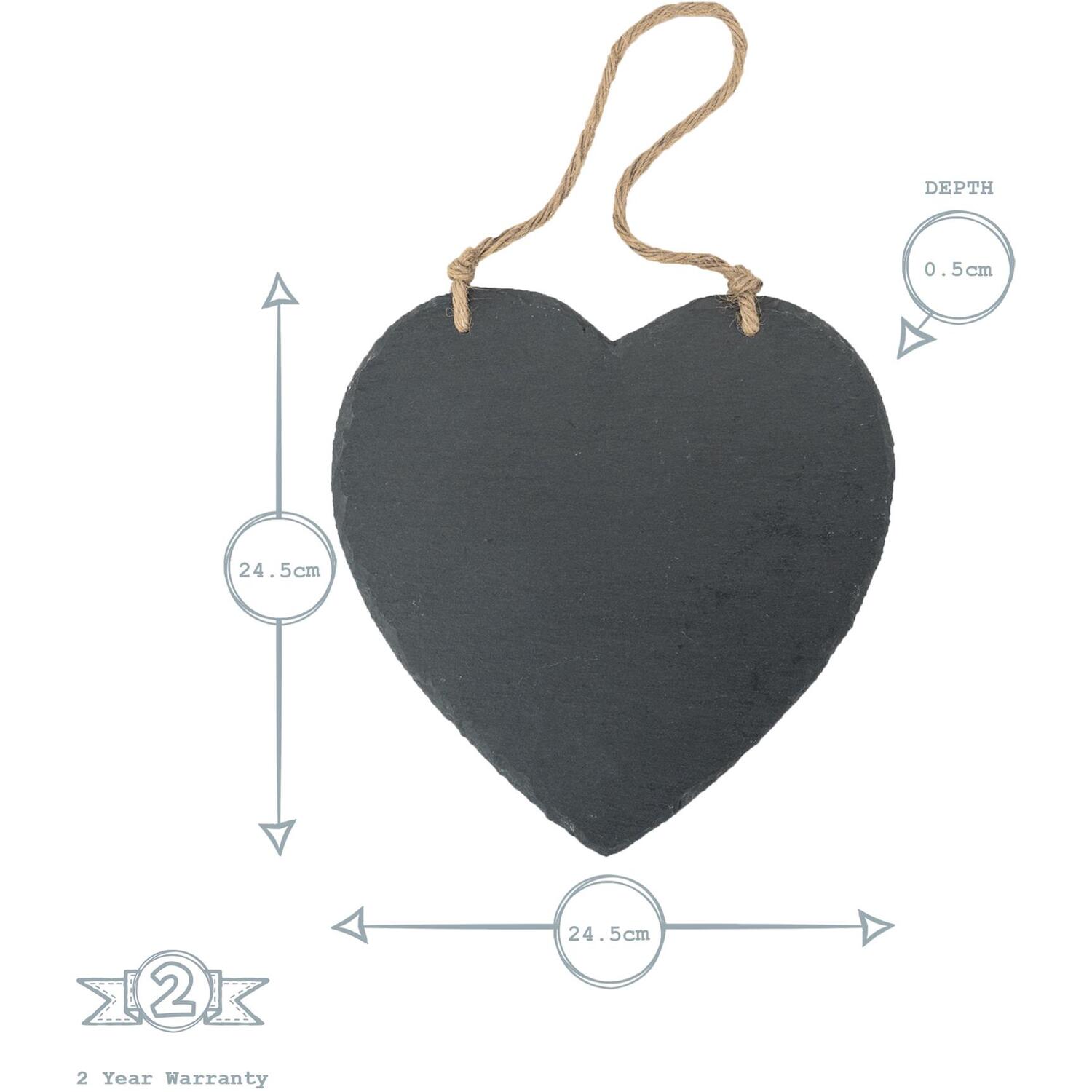 24.5x24.5cm Slate Heart Hanging Notice Board Natural